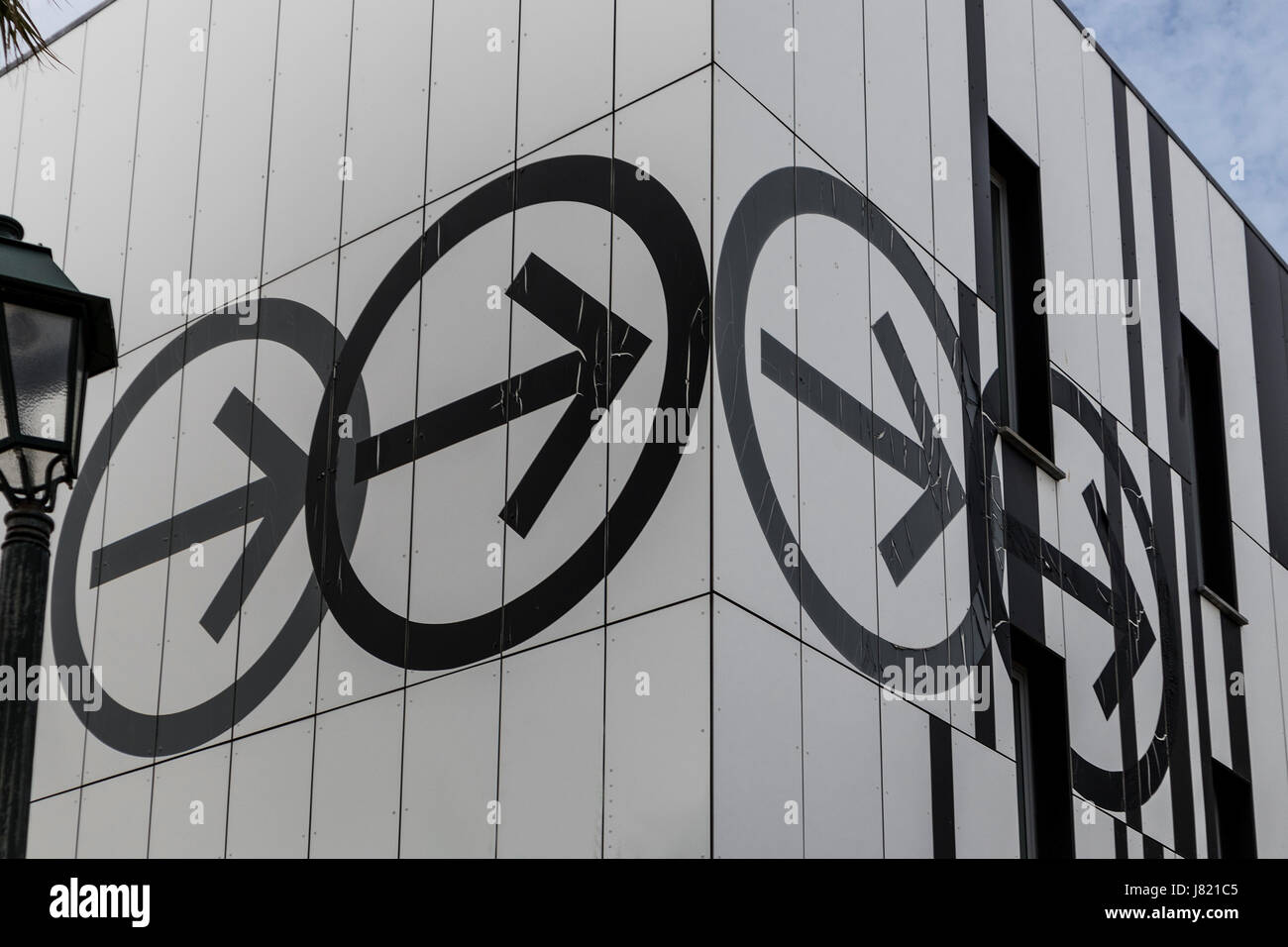 Sign in modern building Stock Photo - Alamy