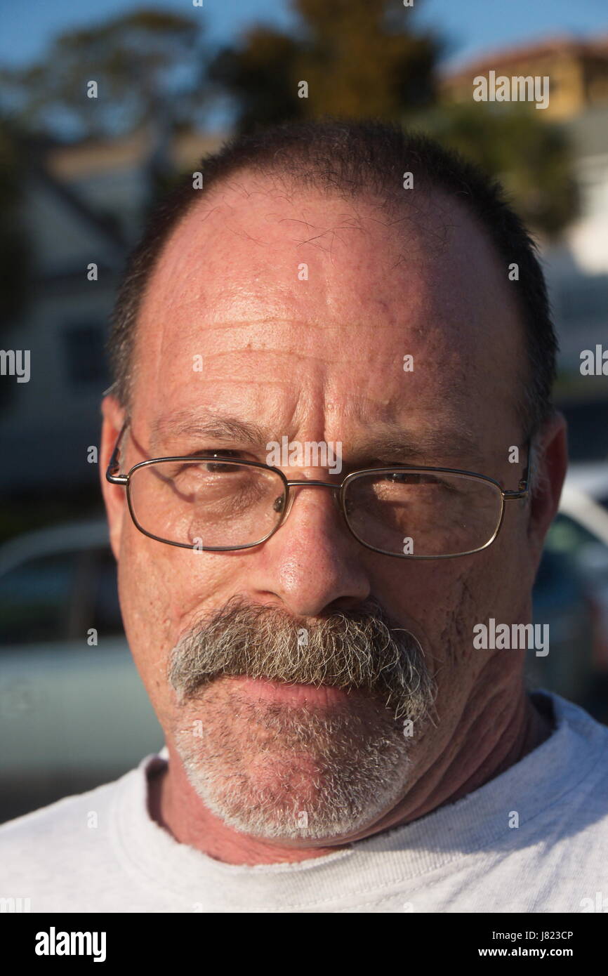 close earnest grandpa grandfather male masculine face portrait skin ...