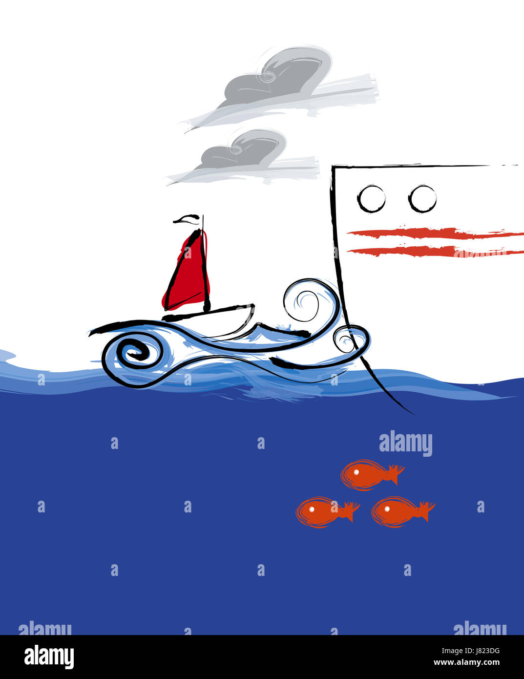 Illustration yacht boat cartoon simple hi-res stock photography and ...