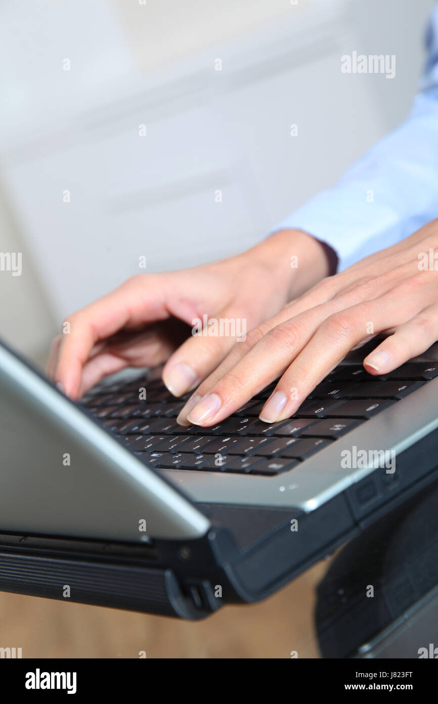 laptop notebook computers computer hand hands keyboard secretary object ...