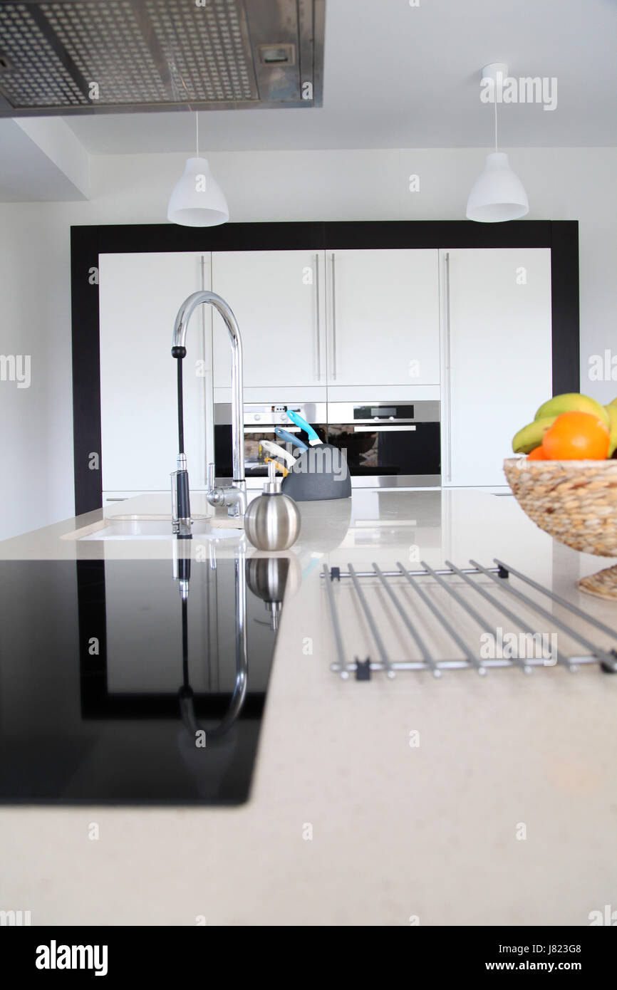 modern modernity room new interior decor kitchen cuisine bright shiny ...