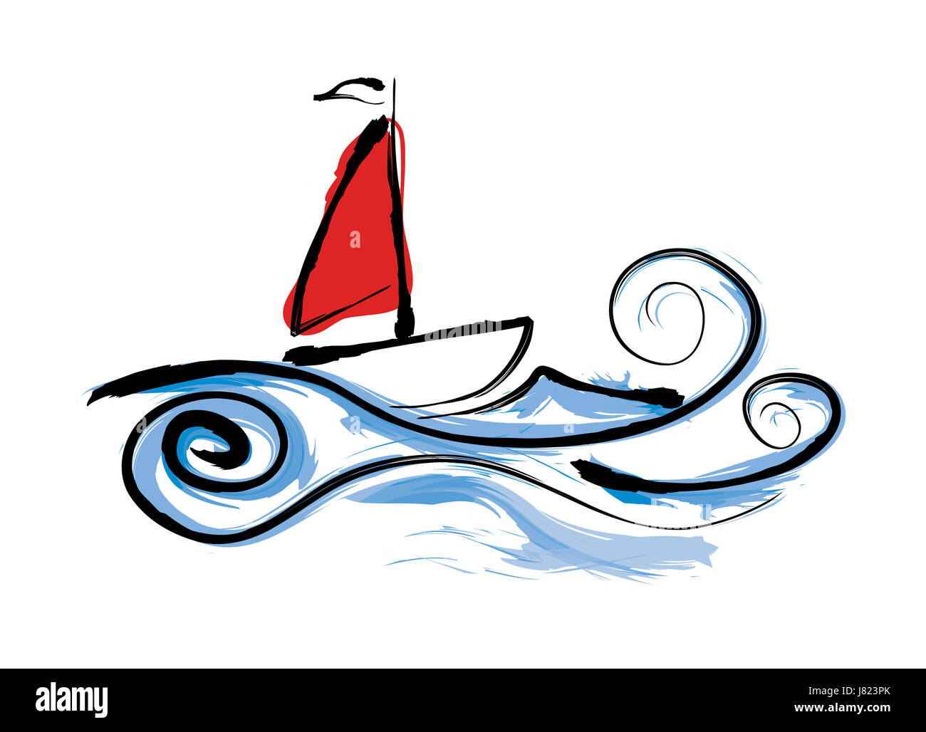 sail illustration boat ship cartoon sailing salt water sea ocean water ...