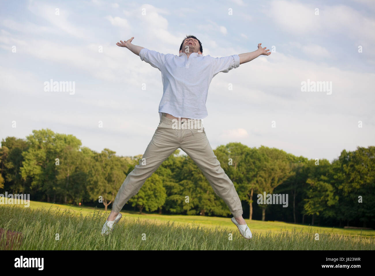 field spring bouncing bounces hop skipping frisks jumping jump linen ...