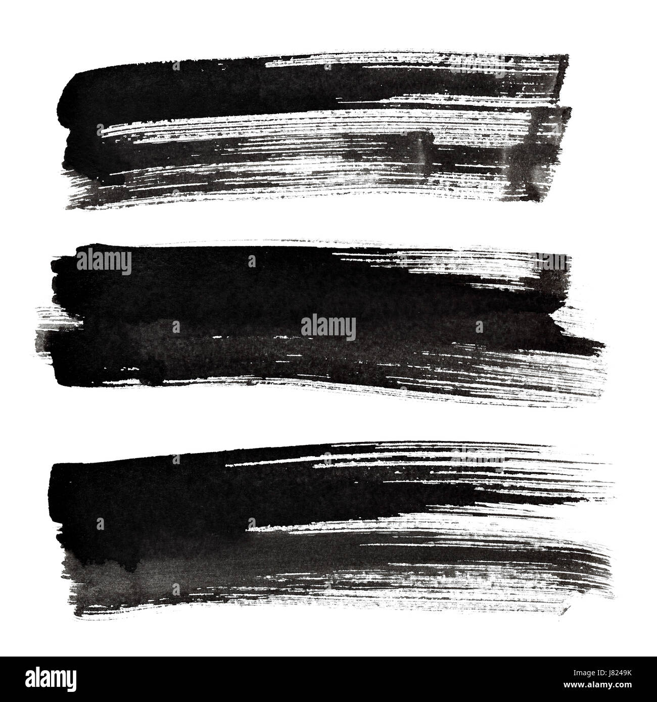 Set of black ink brush strokes isolated on the white background Stock ...