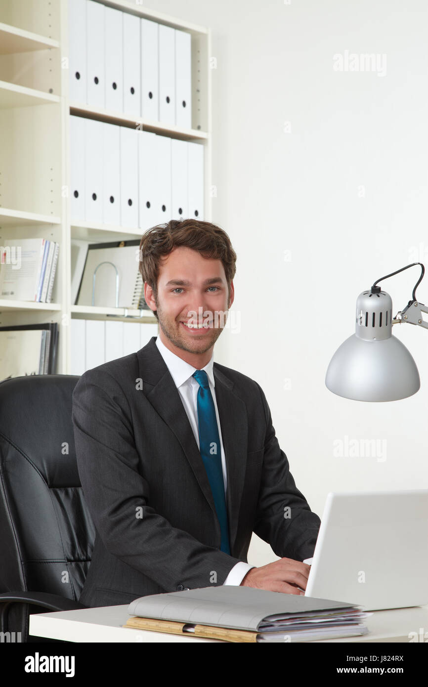 office laptop notebook computers computer sits business man businessman ...