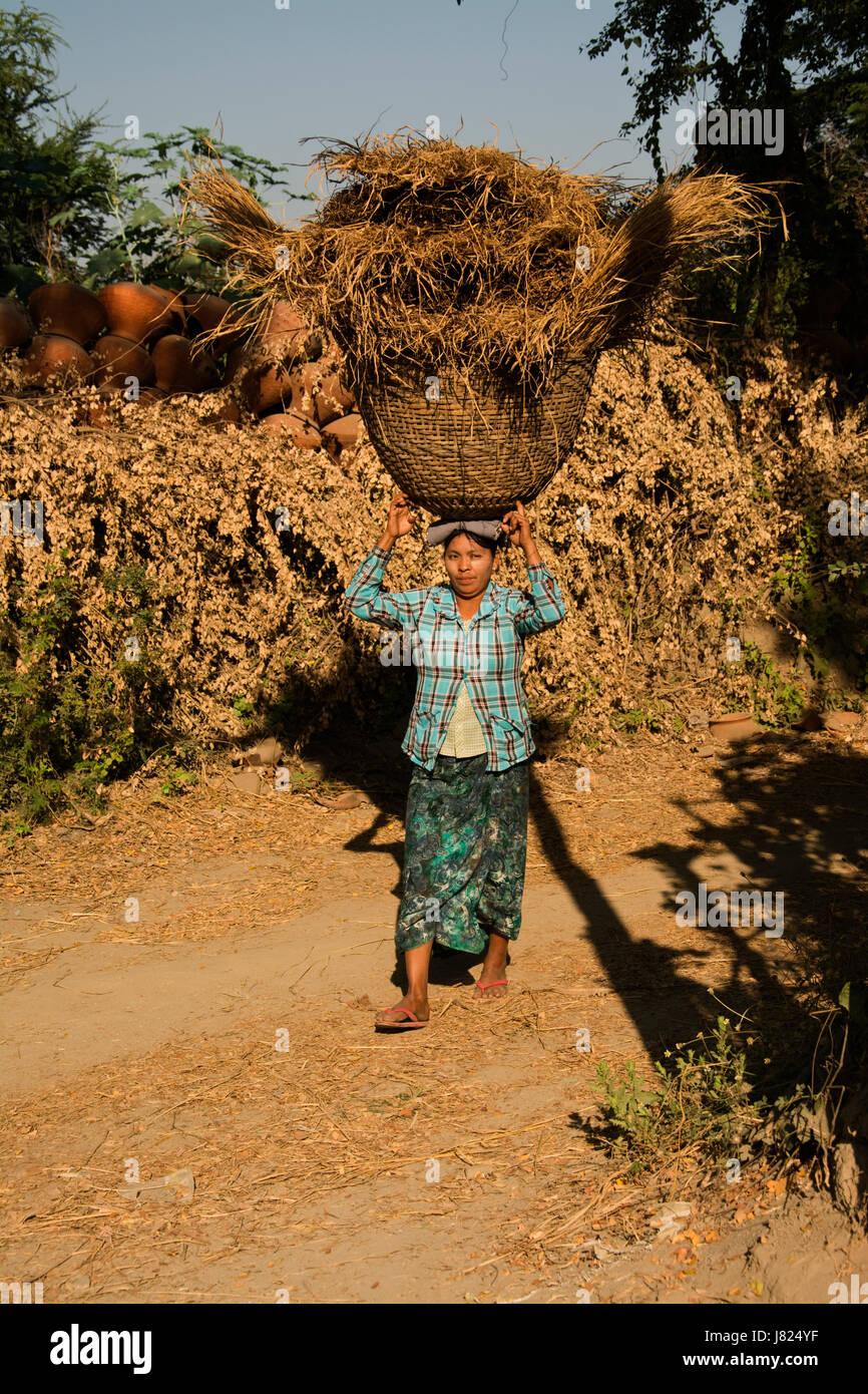 ASIA, MYANMAR (BURMA), Mandalay Region, Yandabo Pottery Village, woman ...