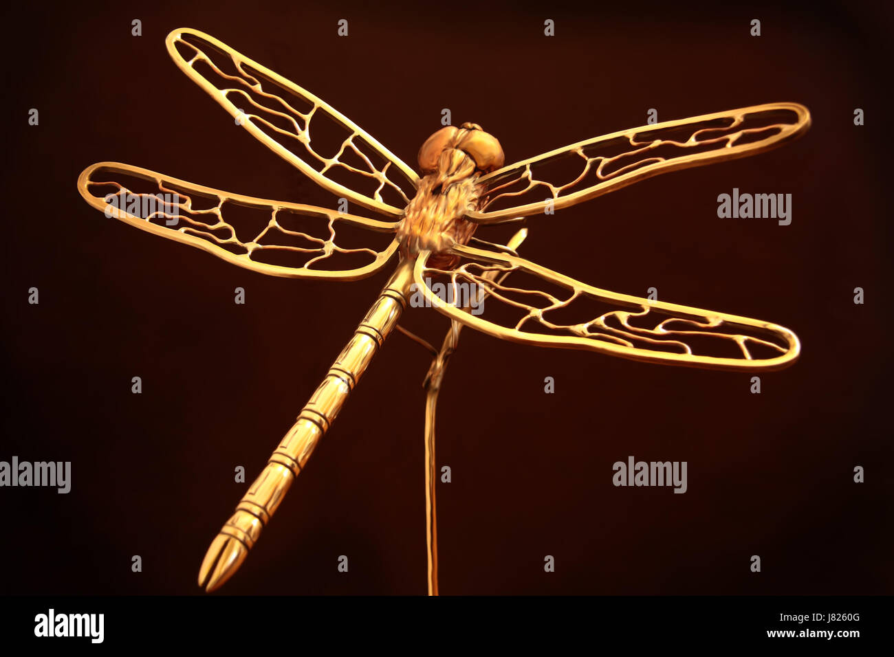 insect sculpture golden metal dragonfly brass copper gold art garden ...