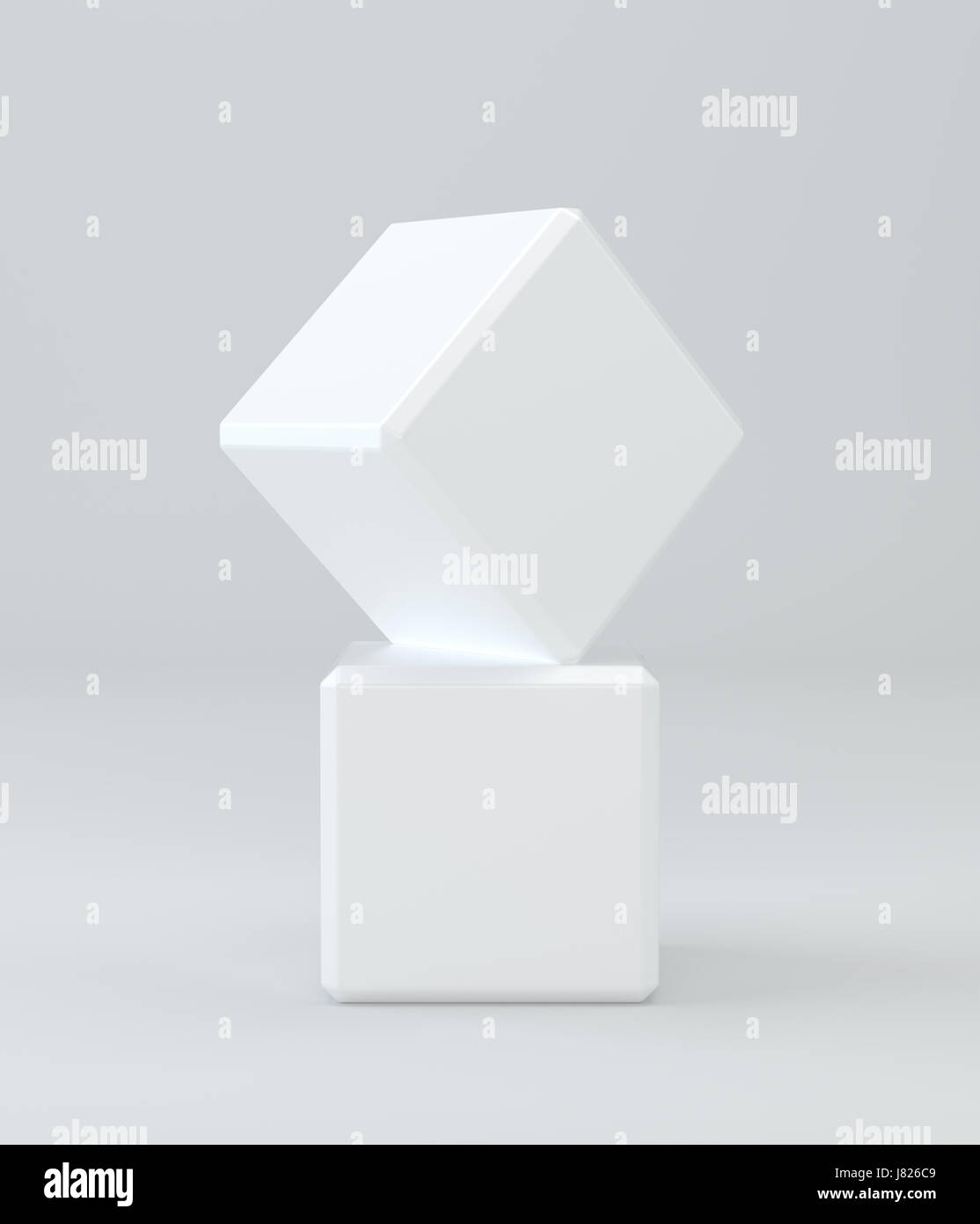 Boxes stacked building concept on background with reflection. 3d ...