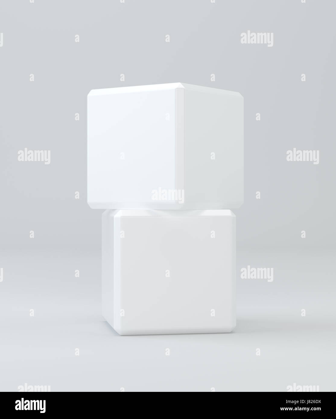 Two white cubes isolated on background. 3d rendering Stock Photo - Alamy