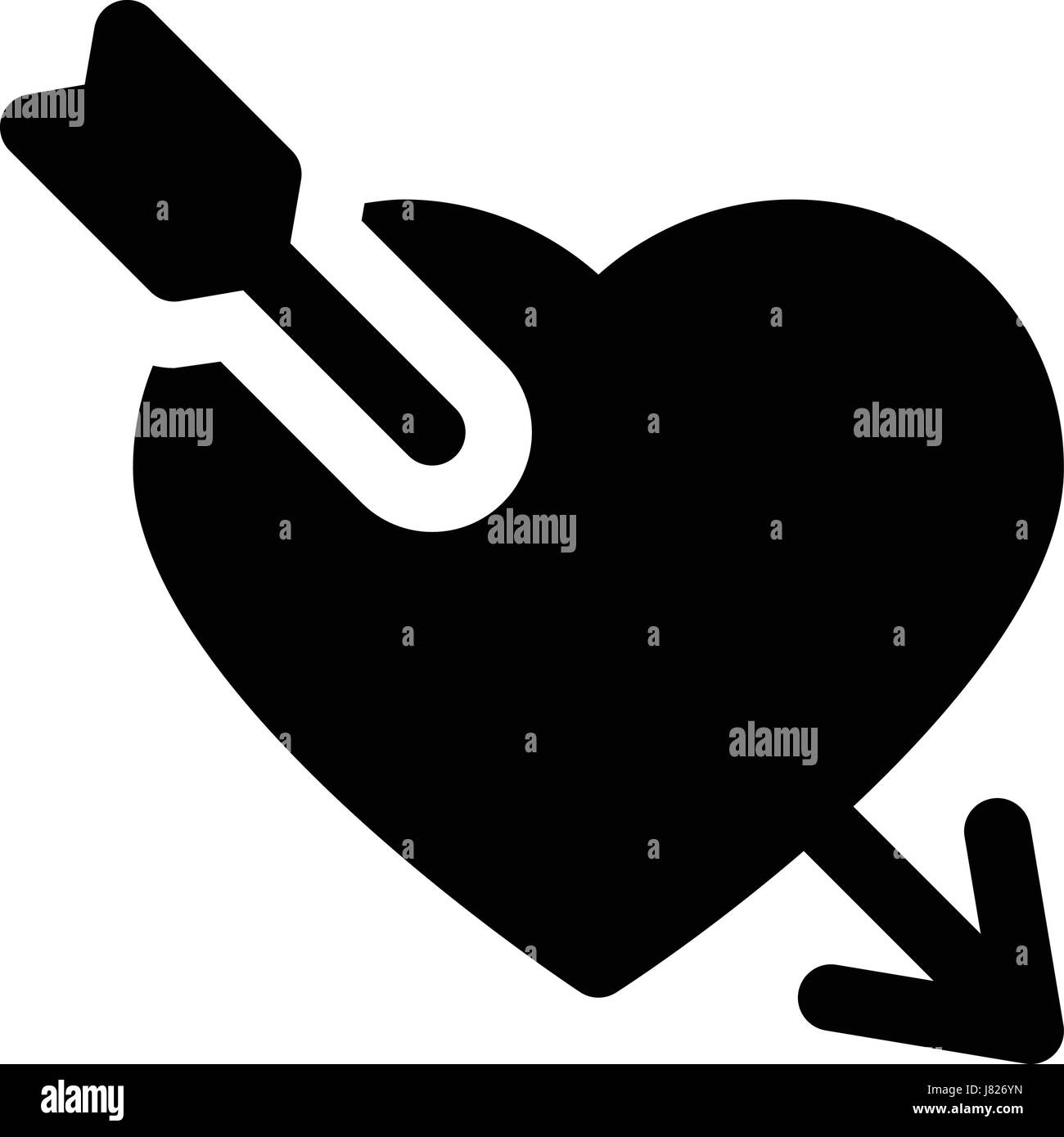 Love valentine heart arrow Black and White Stock Photos & Images - Alamy