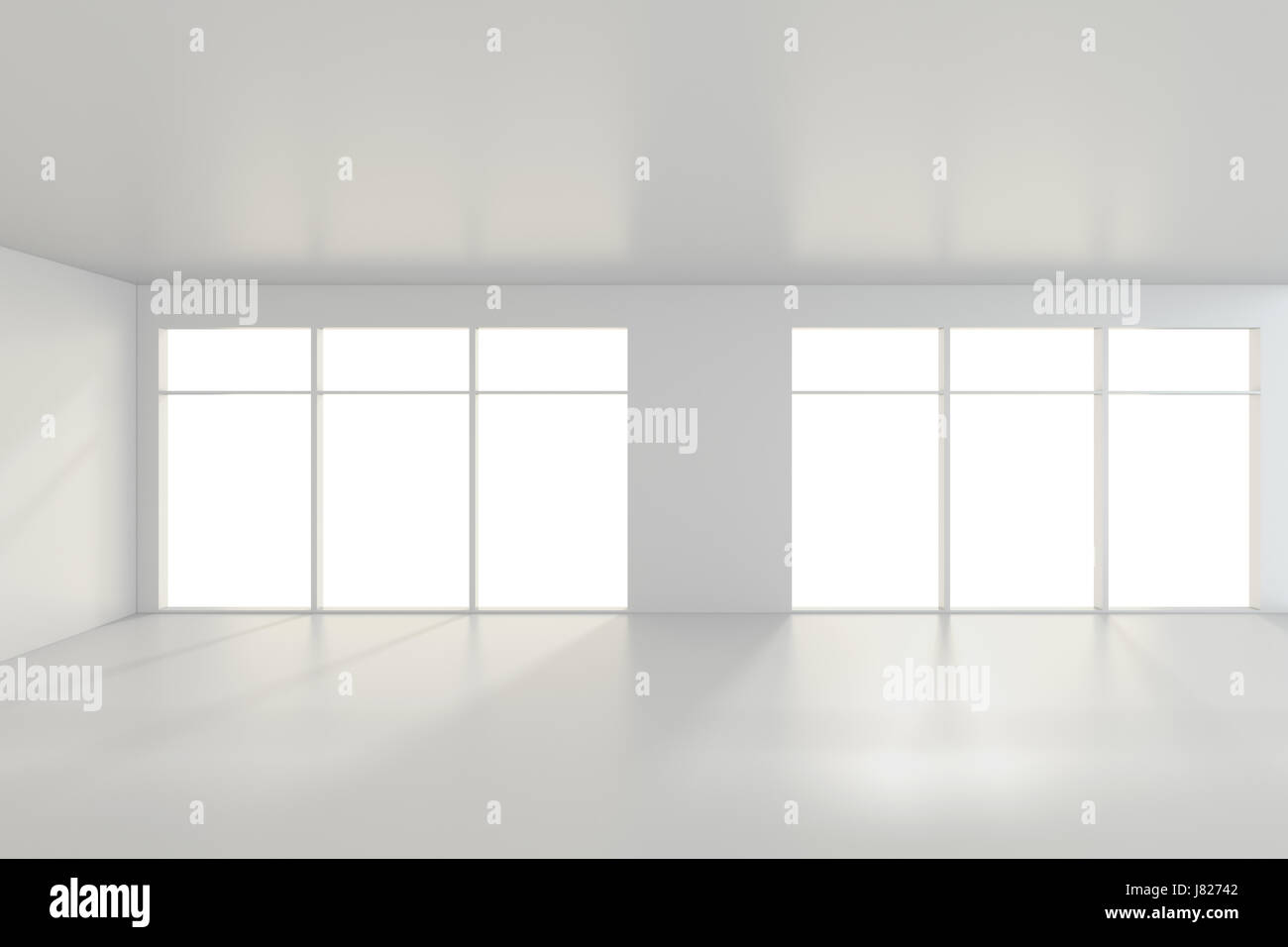 light white room and big window. 3d rendering Stock Photo - Alamy