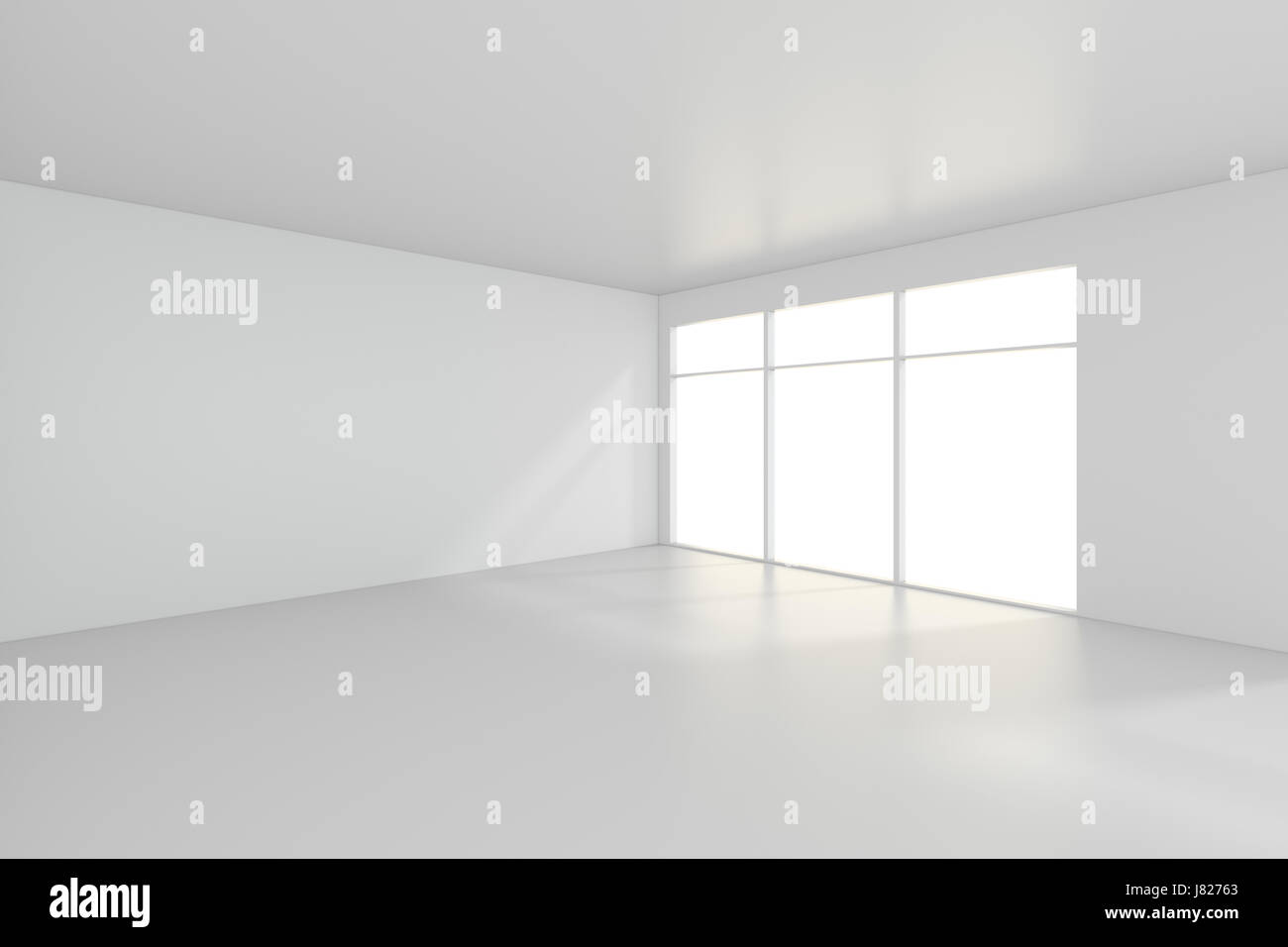 light white room and big window. 3d rendering Stock Photo - Alamy
