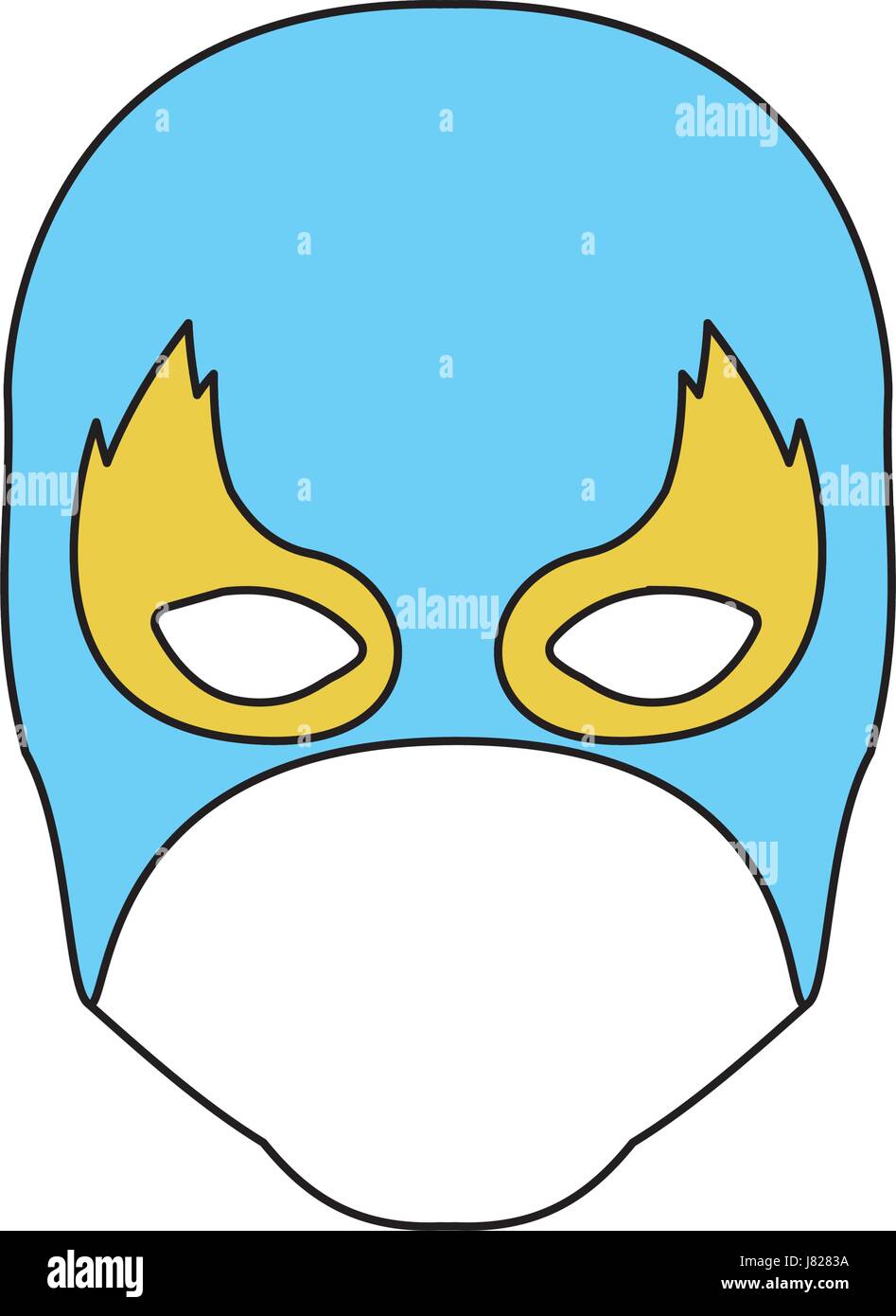 color silhouette with faceless man superhero and blue middle mask and ...