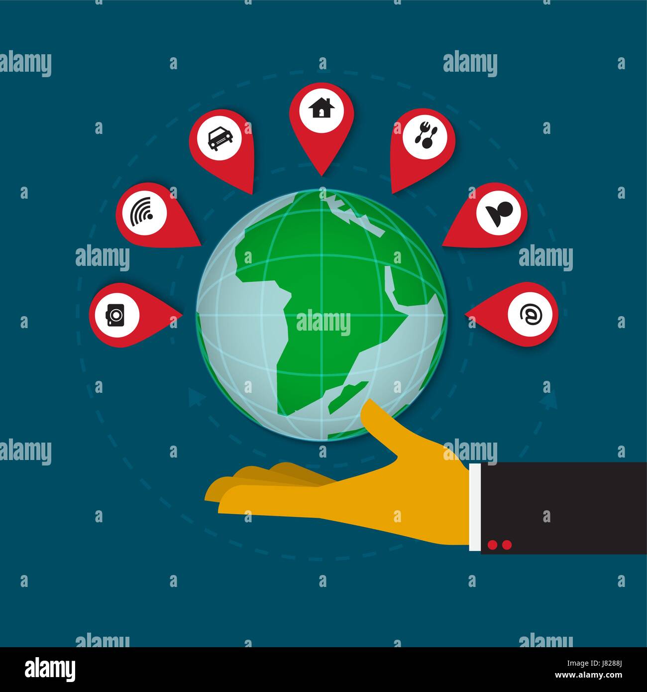 Earth with location marker in human hand vector Stock Vector Image ...