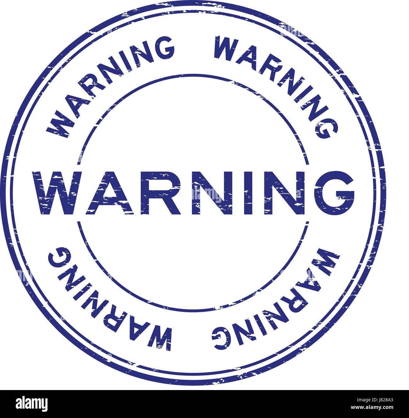 Grunge blue warning rubber seal stamp on white background Stock Vector ...
