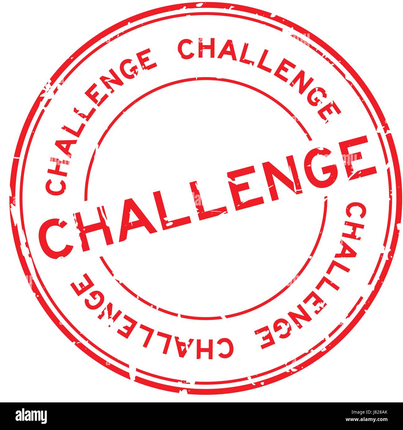 Grunge red challenge round rubber seal stamp on white background Stock ...