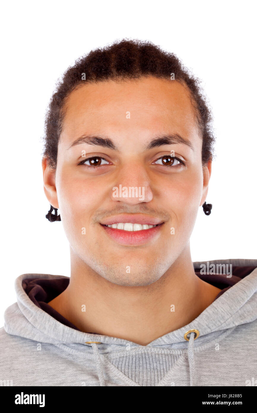 face portrait african young younger man head laugh laughs laughing twit ...