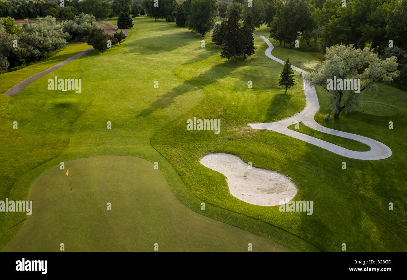 Aerial view of a beautiful green golf course Stock Photo - Alamy