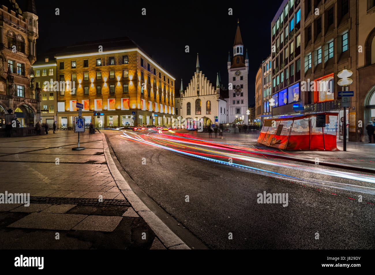 Old Town Hall and Marienplatz in the Night, Munich, Bavaria, Germany ...