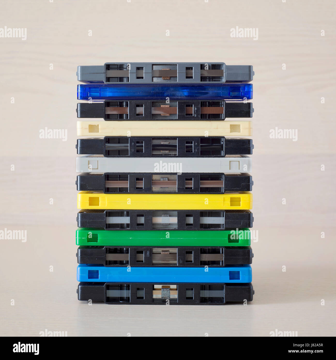 Stack of old colorful audio cassettes Stock Photo - Alamy