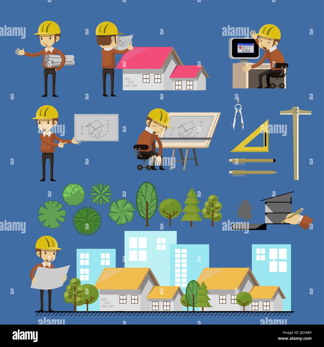 Architect at work concept Stock Vector Images - Alamy