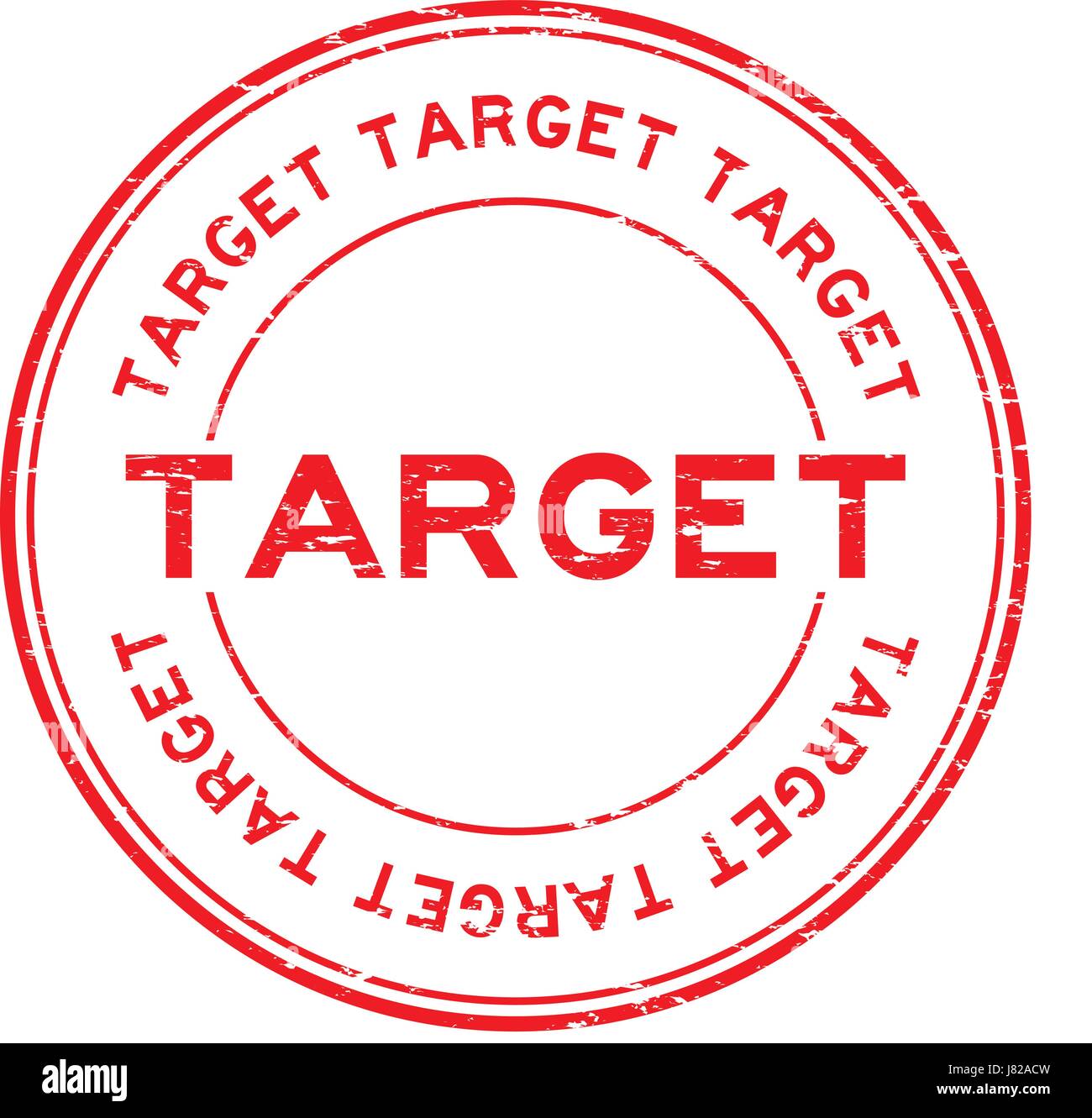 Grunge red target round rubber seal stamp on white background Stock ...