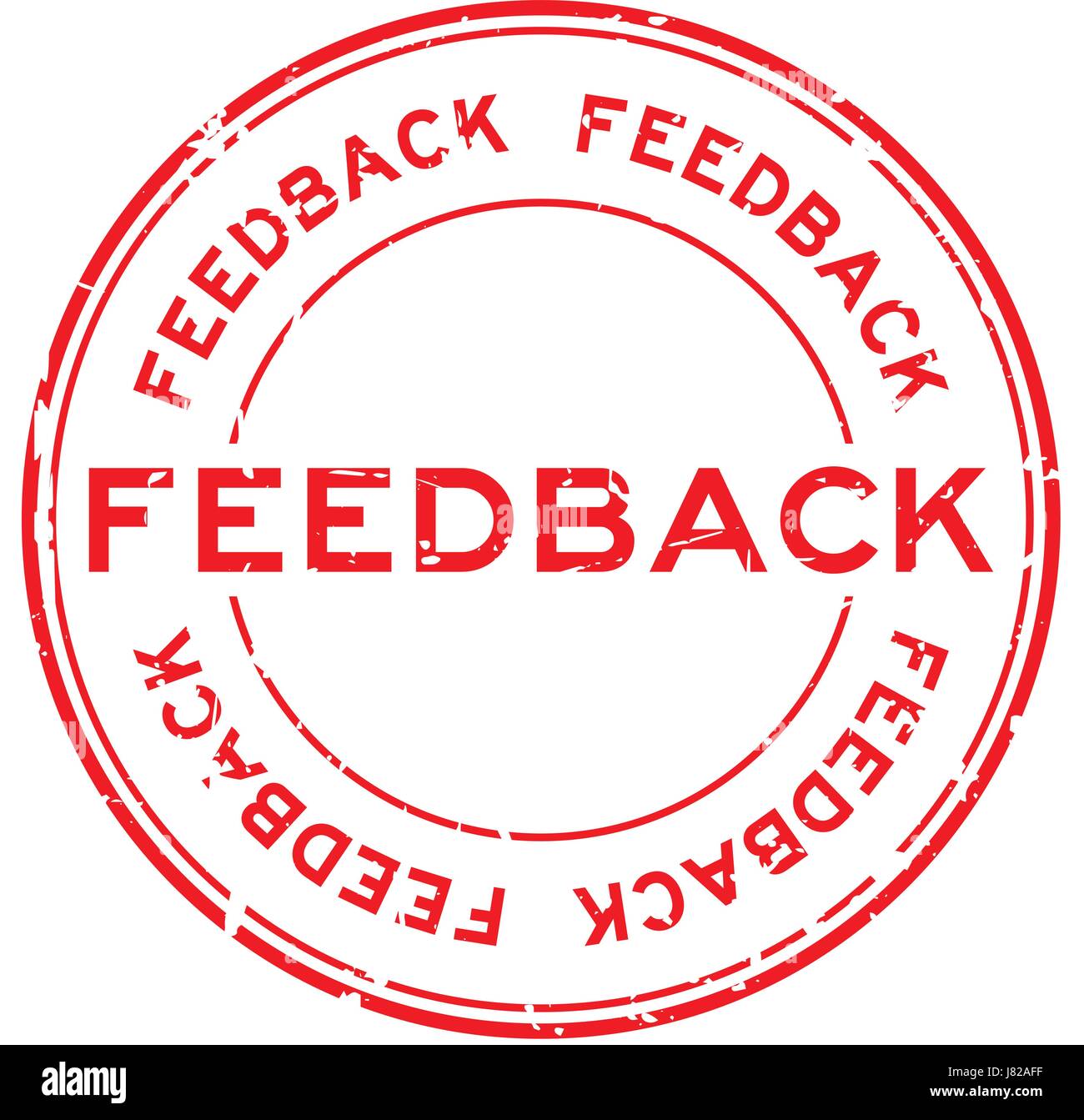 Grunge red feed back round rubber seal stamp on white background Stock ...