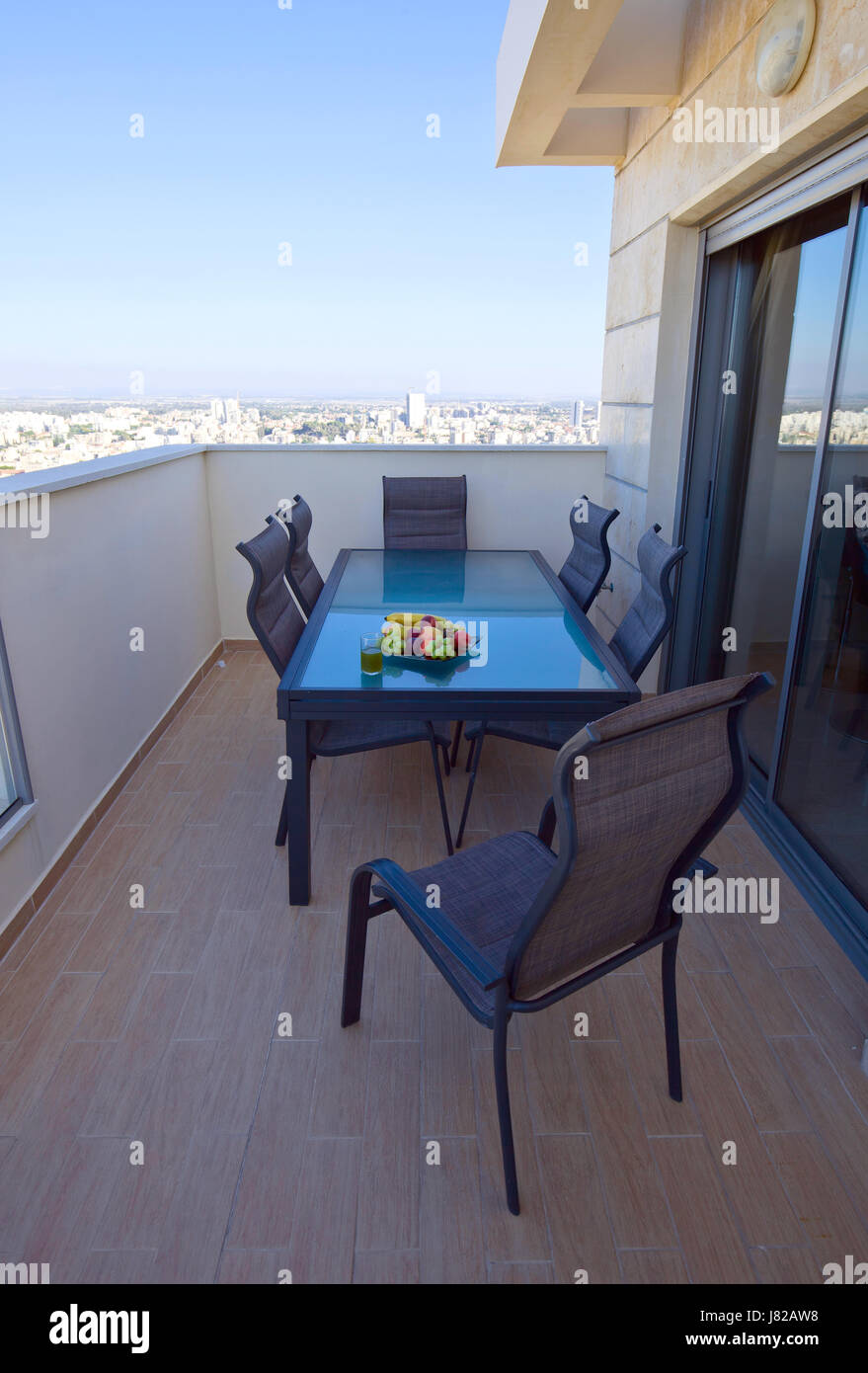 High end balcony in downtown of modern city Stock Photo - Alamy