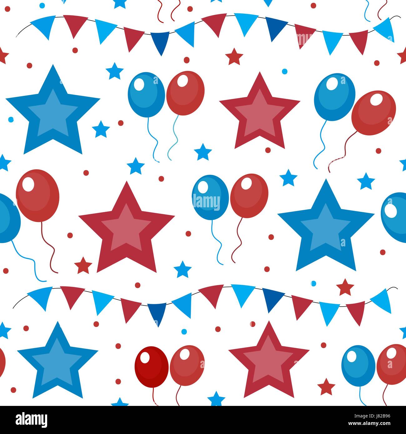American USA flag seamless patterns. Independence Day, July 4 concept ...
