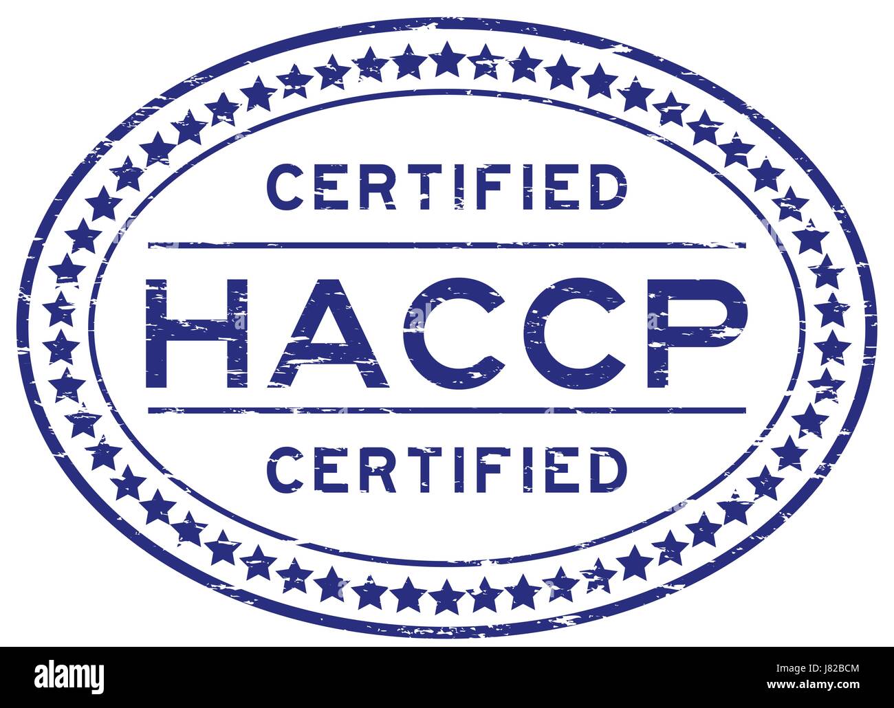 Grunge blue HACCP (Hazard analysis and critical control points) oval ...