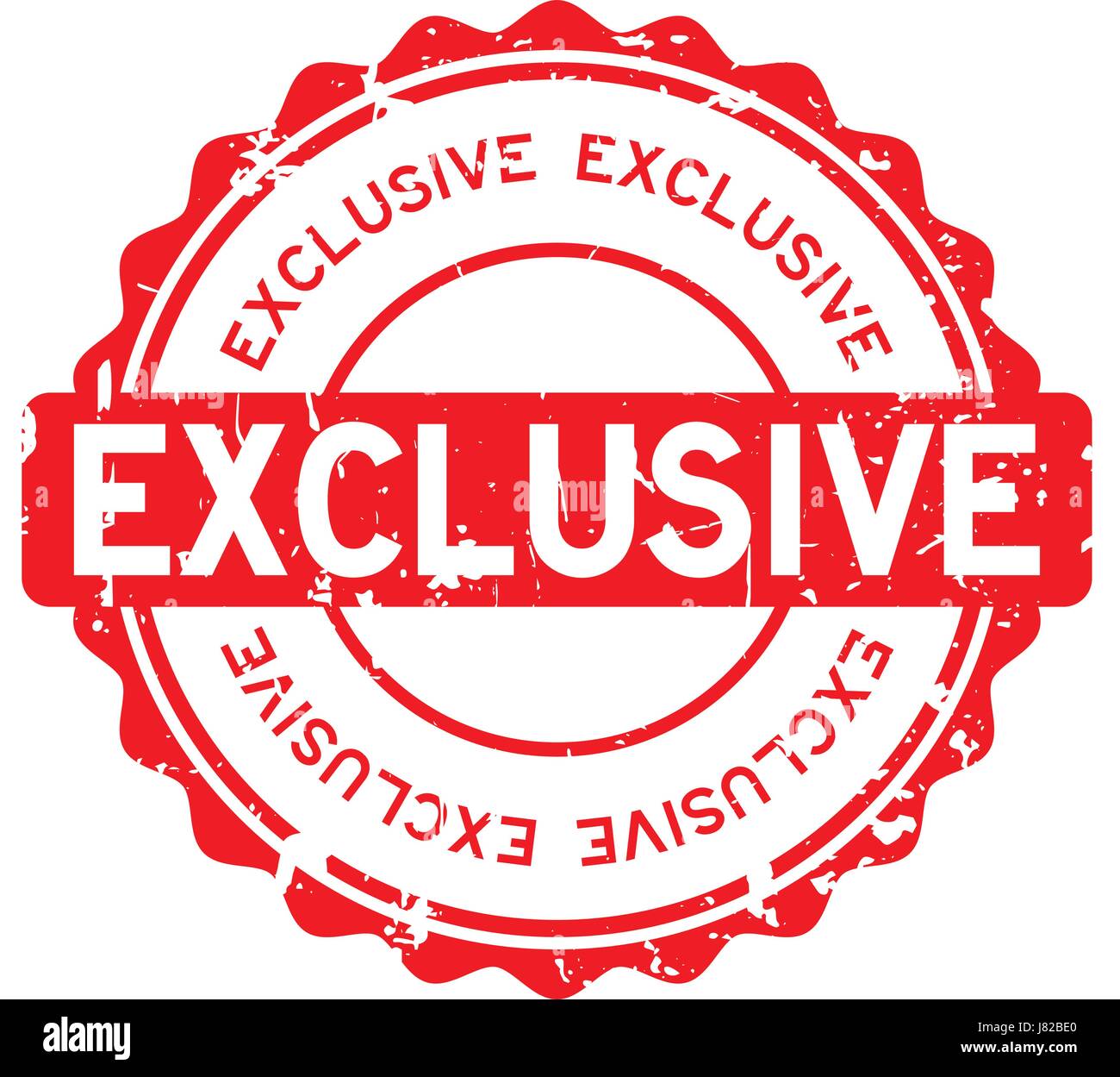 Grunge red exclusive round rubber seal stamp on white background Stock ...