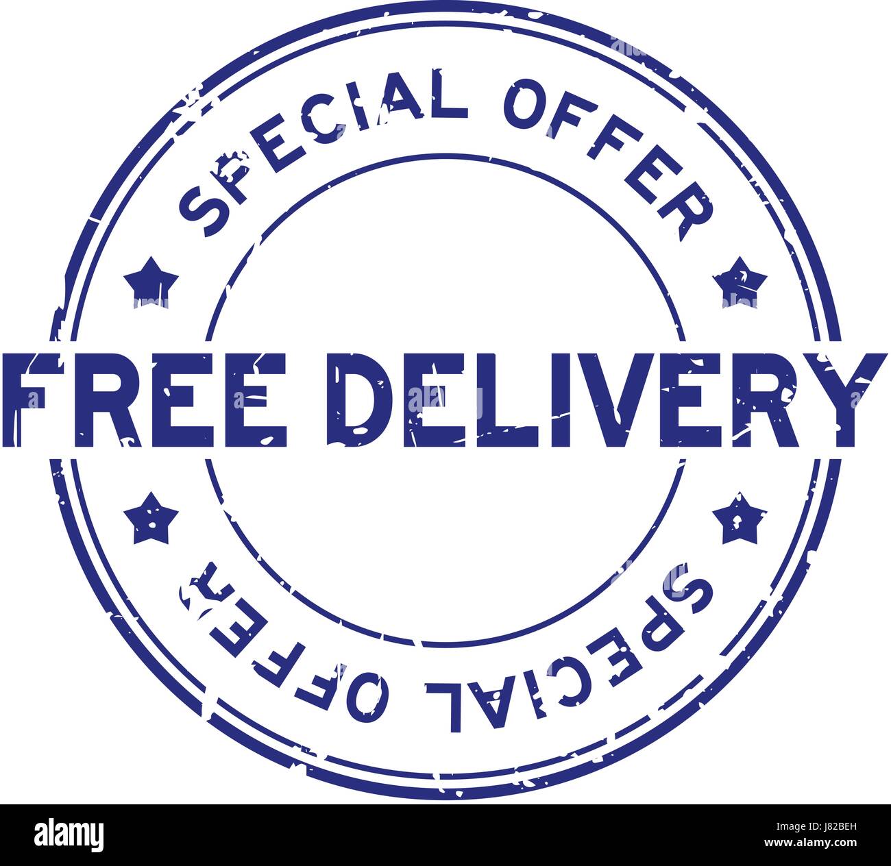 Grunge blue special offer free delivery round rubber seal stamp on ...
