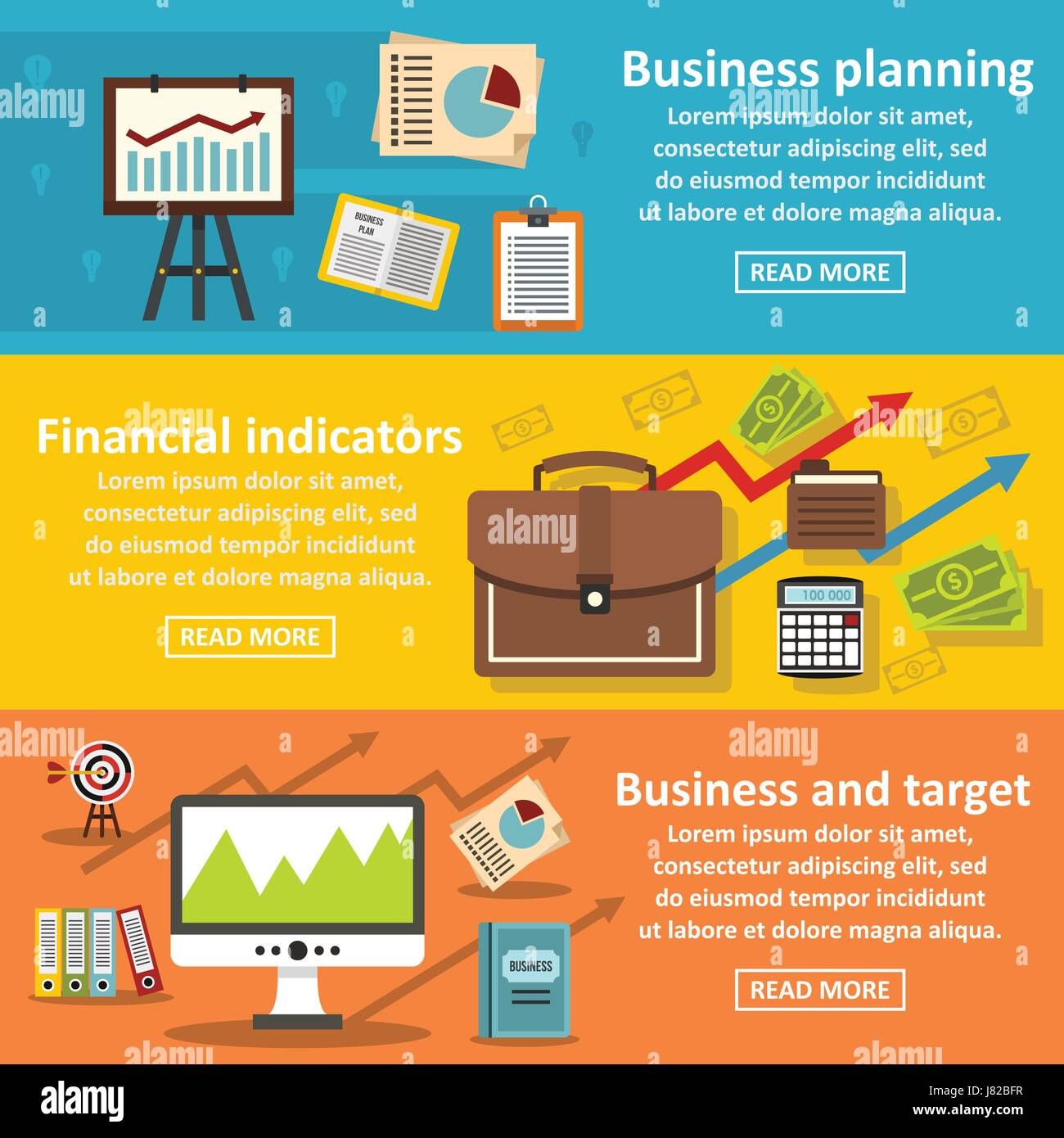 Business plan banner horizontal set, flat style Stock Vector Image & Art - Alamy