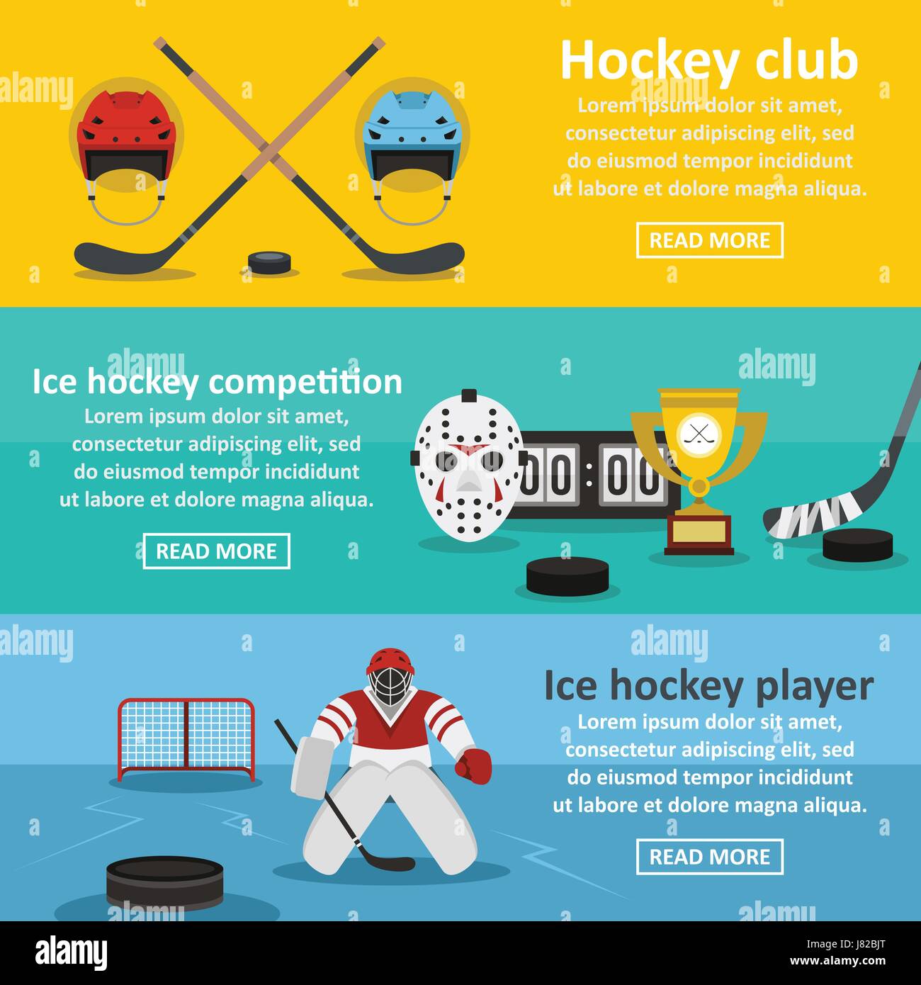 Hockey banner horizontal set, flat style Stock Vector Image & Art - Alamy