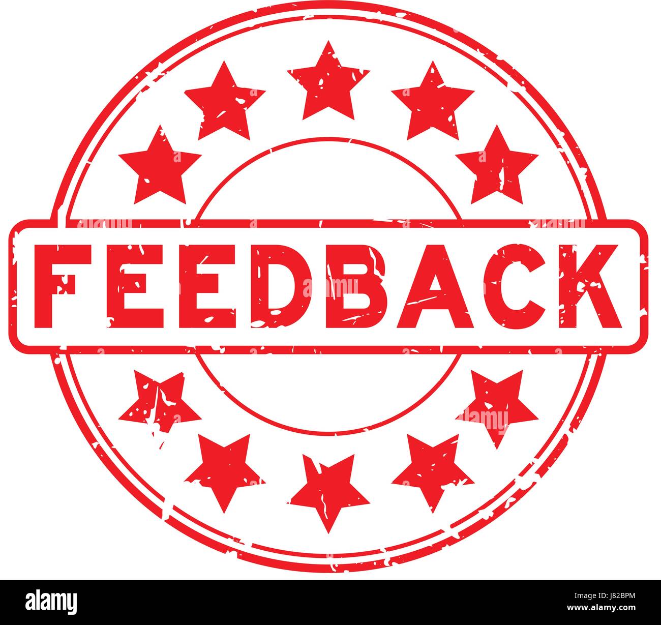 Grunge red feedback with star icon round rubber seal stamp Stock Vector ...