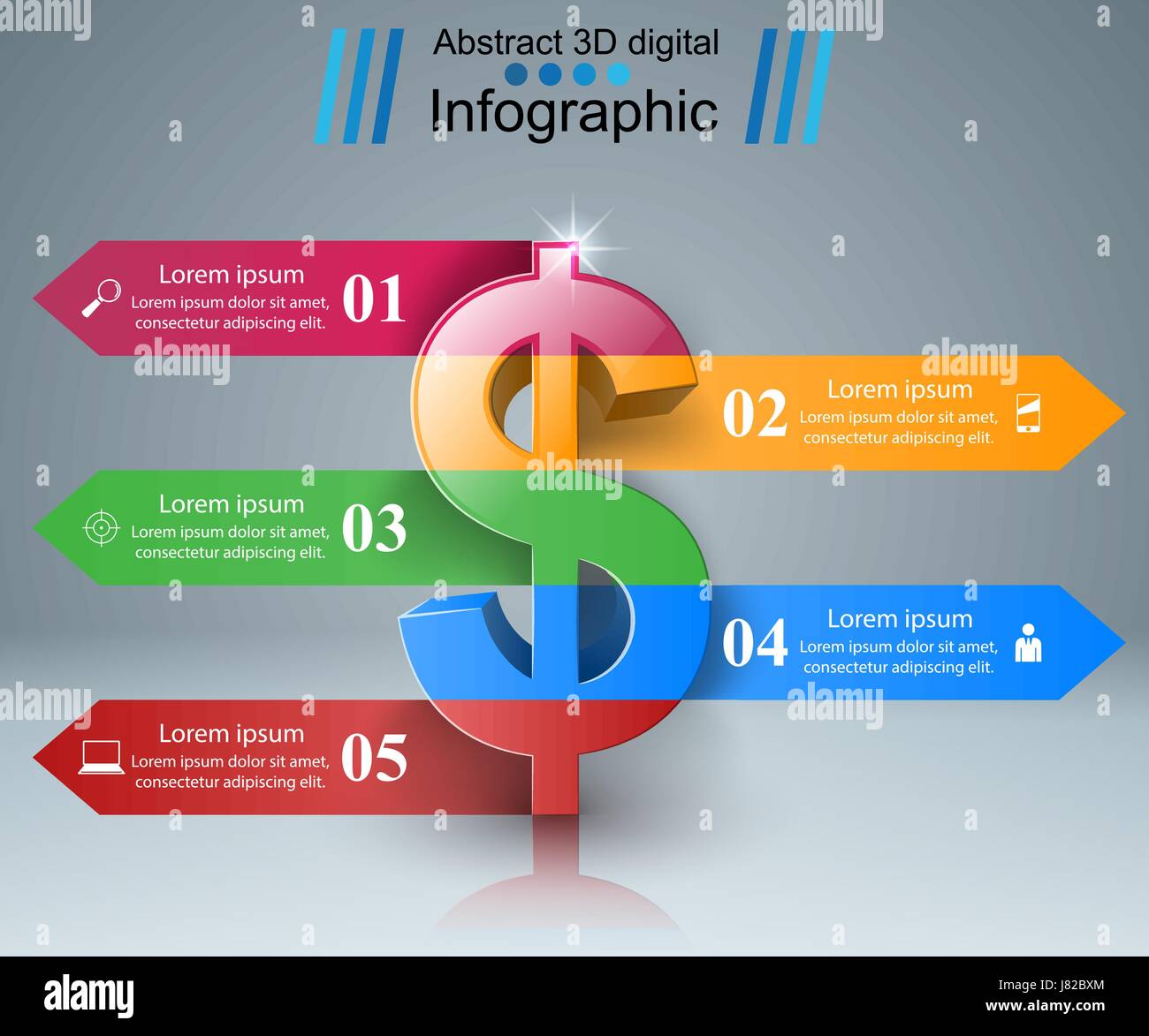 3D infographic design. Dollar icon Stock Vector Image & Art - Alamy