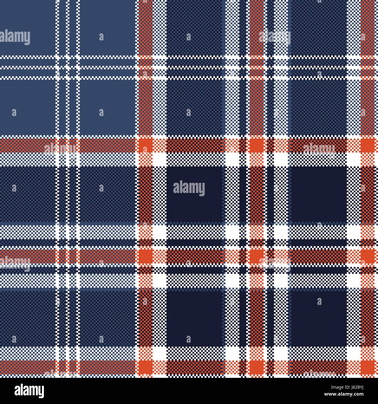 Blue check fabric texture pixel seamless pattern. Vector illustration ...