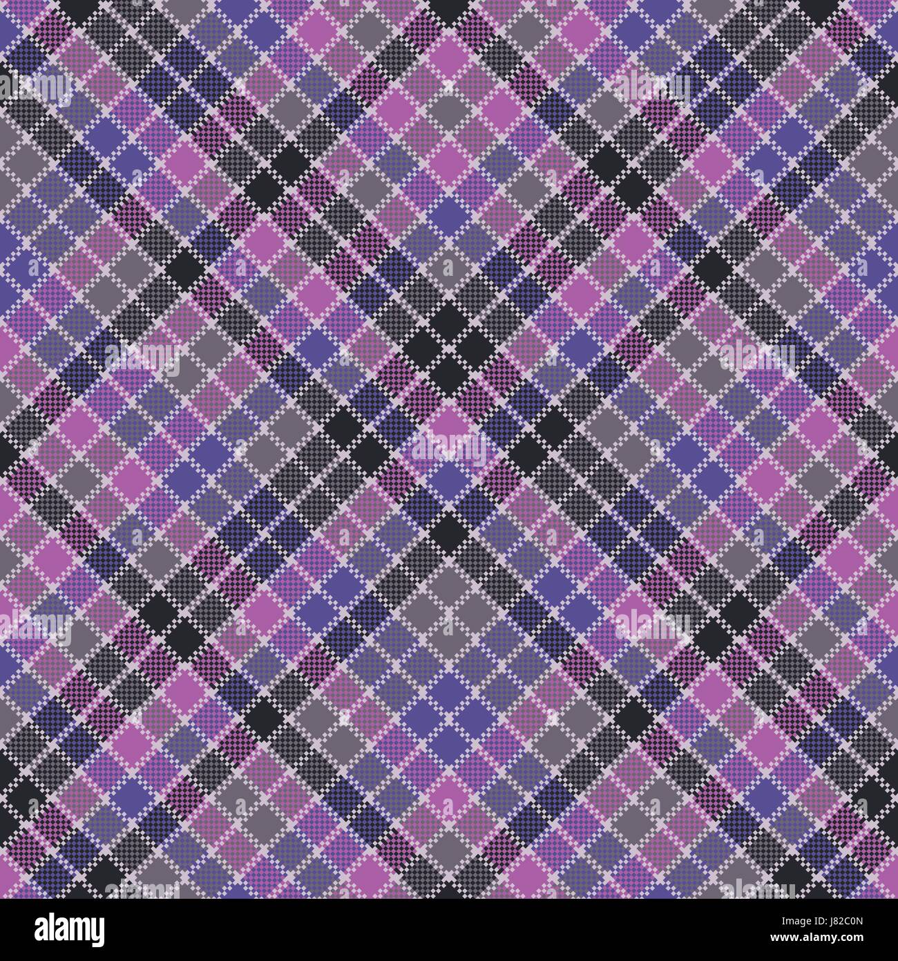 Blue purple check mosaic plaid seamless fabric texture. Flat design ...