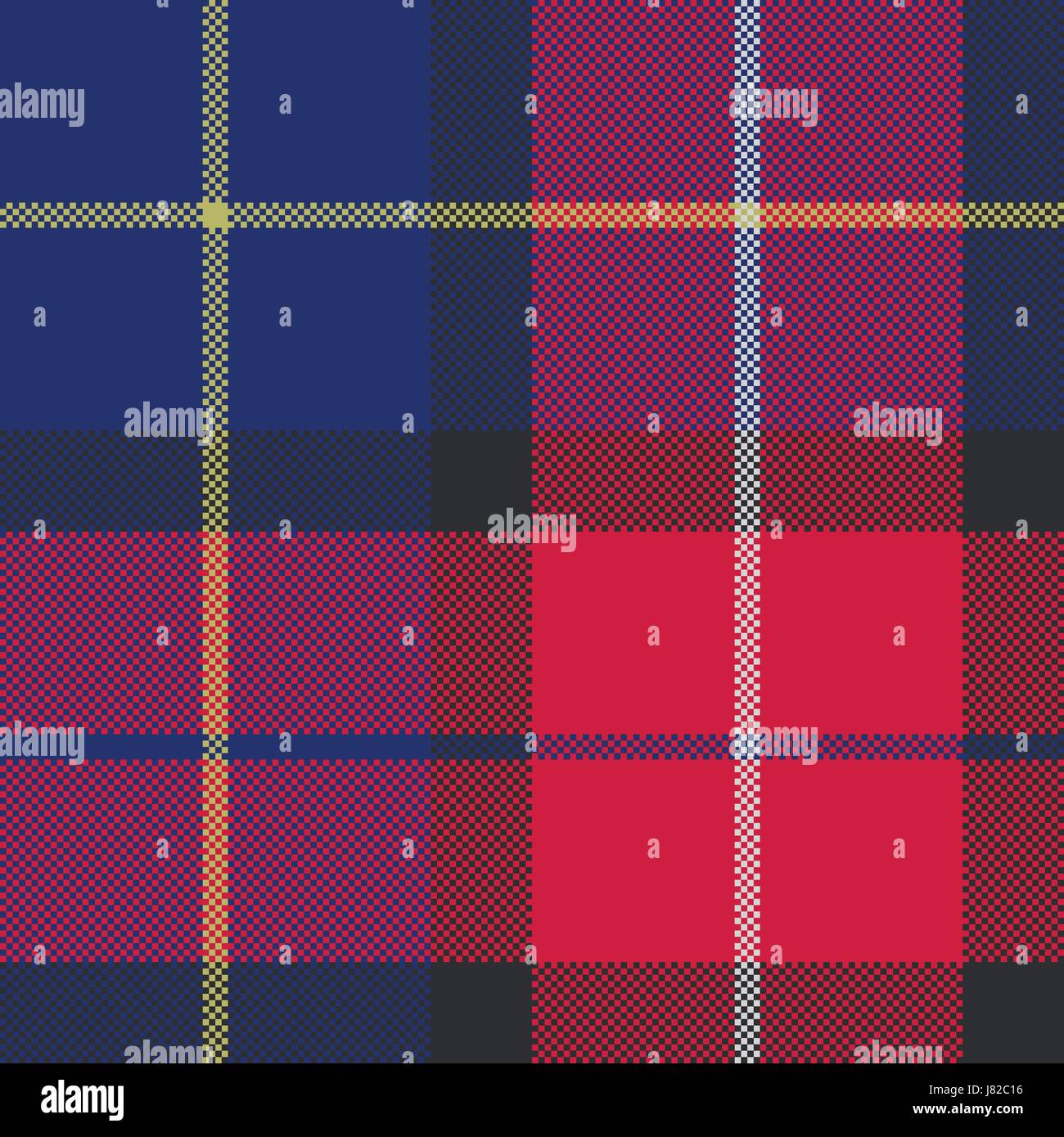 Blue tartan pixel fabric texture seamless pattern. Vector illustration ...