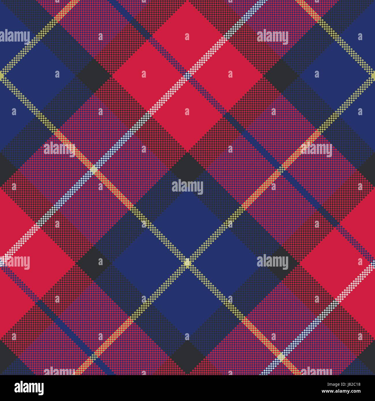 Blue tartan pixel fabric texture seamless pattern. Vector illustration ...