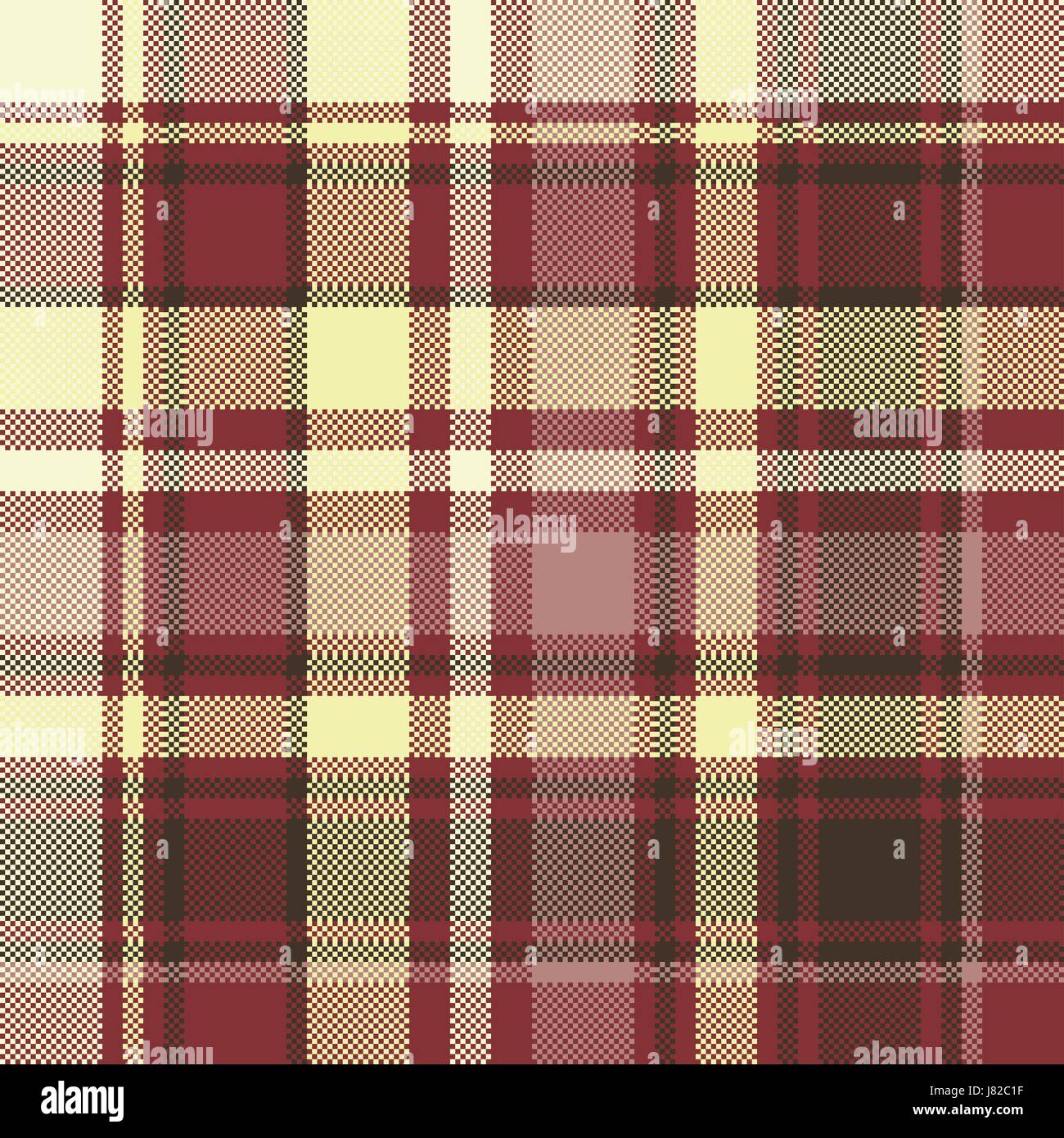 Brown check plaid seamless pixel fabric texture. Vector illustration ...