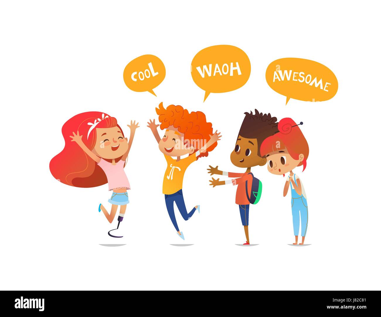 Children greet school Cut Out Stock Images & Pictures - Alamy