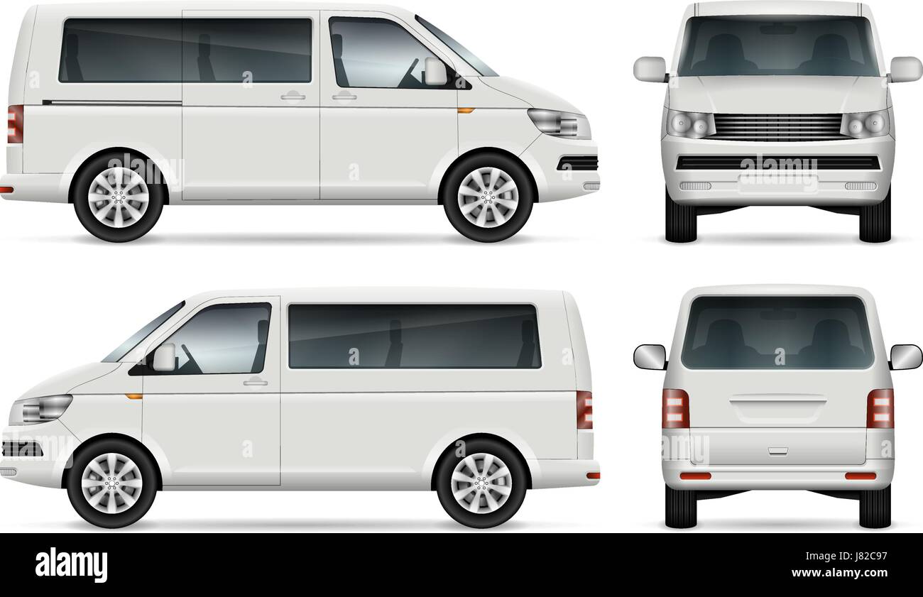 Mini bus vector template for car branding and advertising. Isolated ...