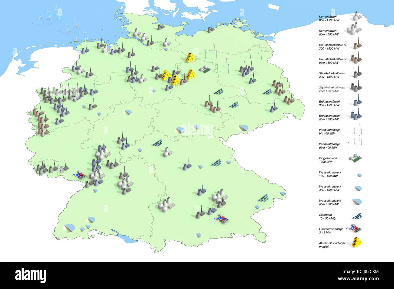 locations power plants in germany in 2011 Stock Photo - Alamy