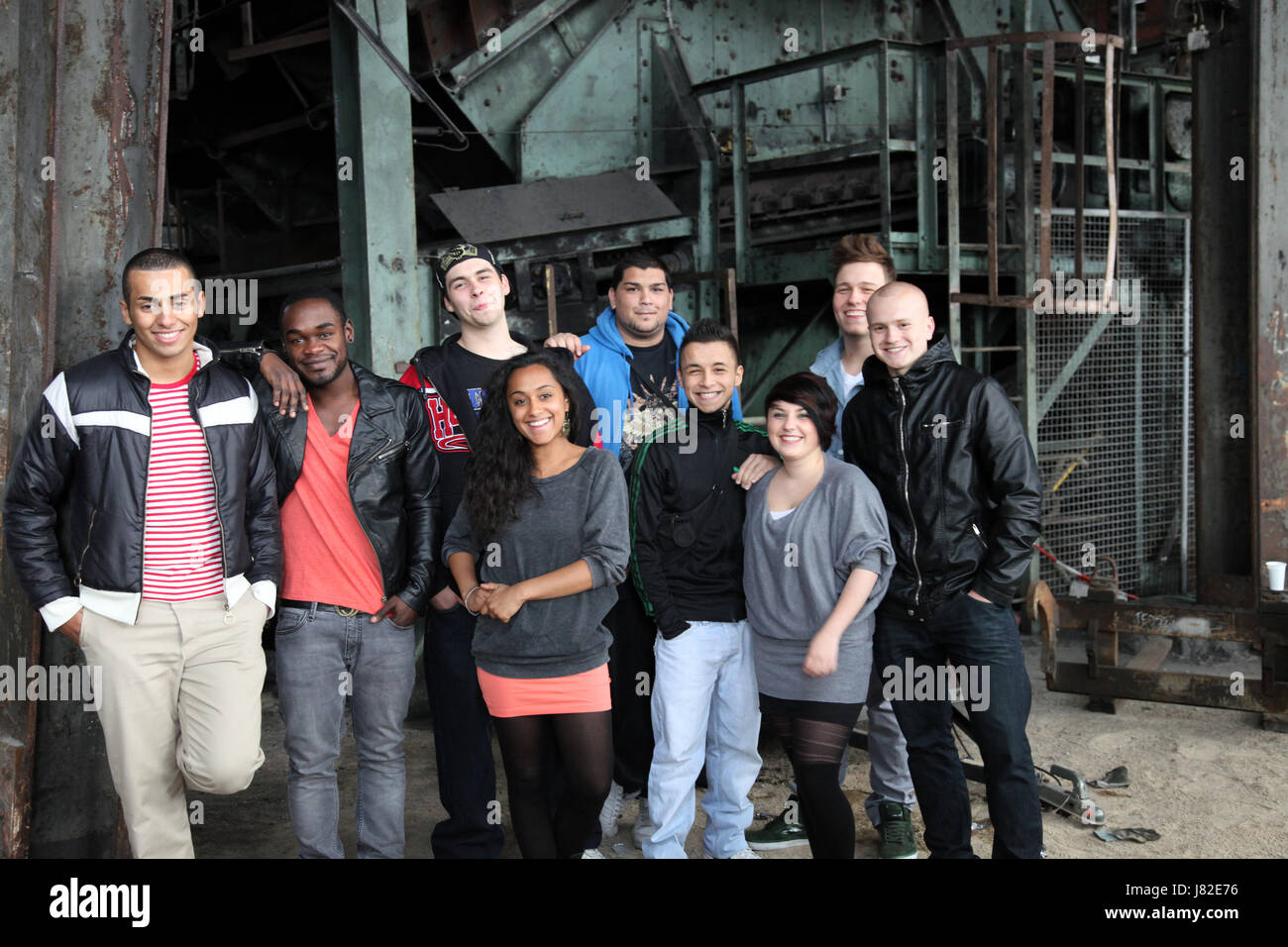 group of nine young people from different origins Stock Photo - Alamy