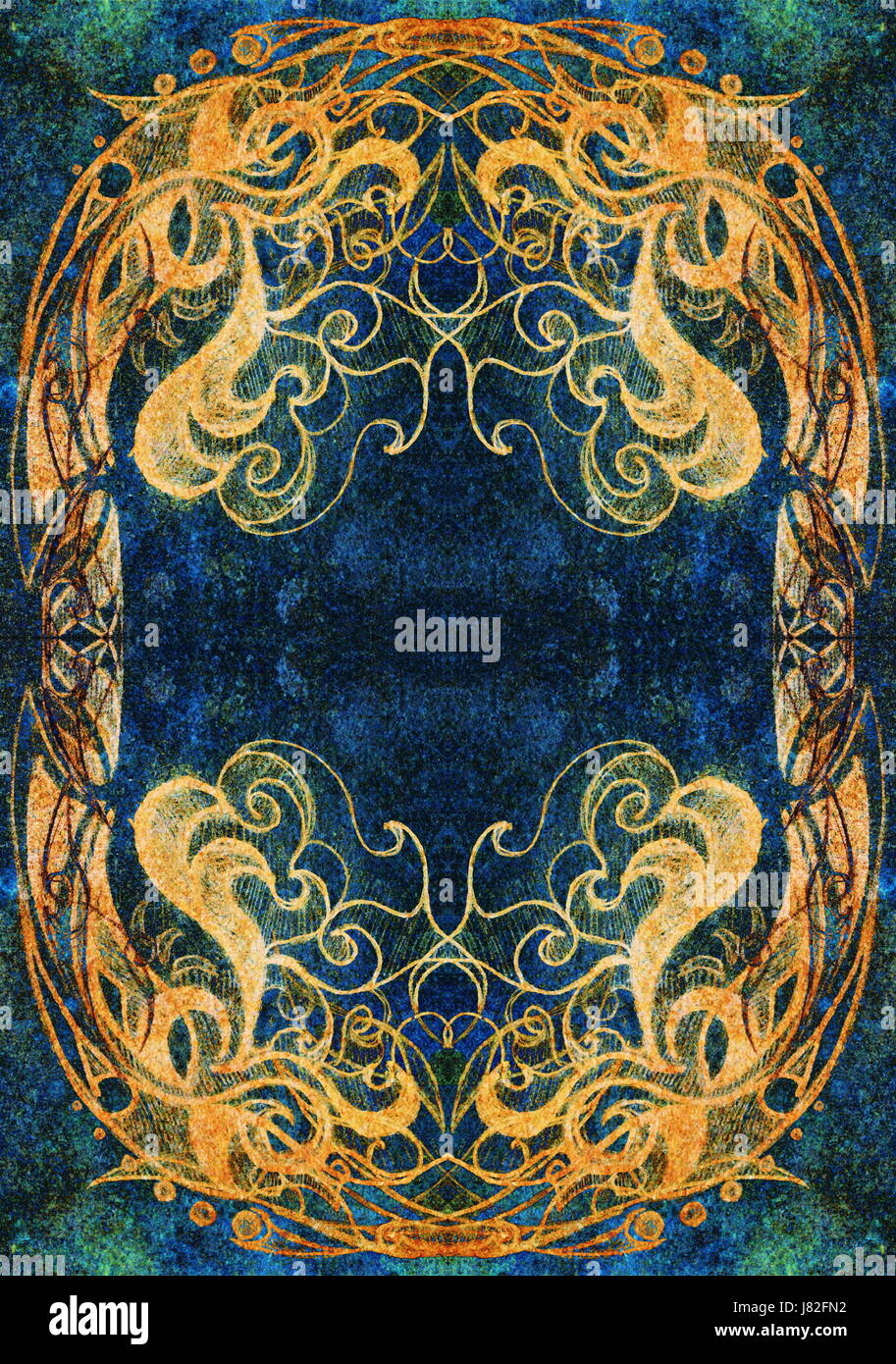 Ornamental Drawing. Original hand draw and computer collage. Color ...