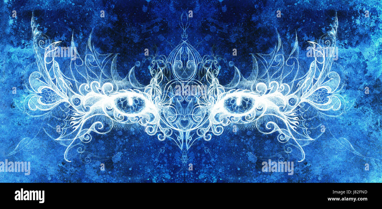 Mystic eye and beautiful ornamental. Drawing on old paper, original ...