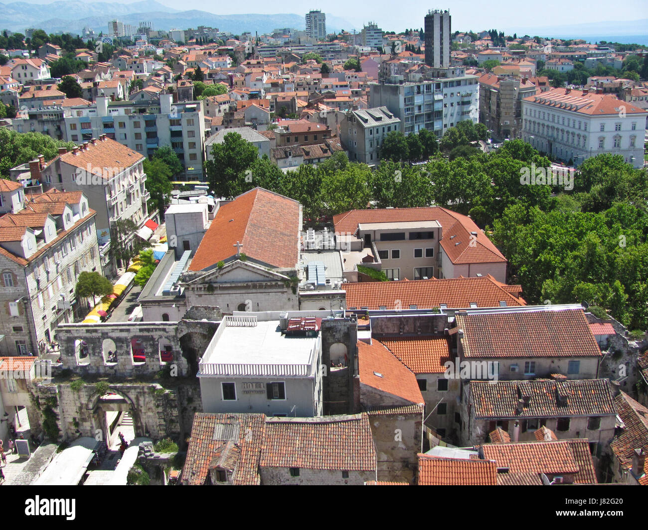 View of Split from the top of the Bell Tower near Diocletian’s Palace ...