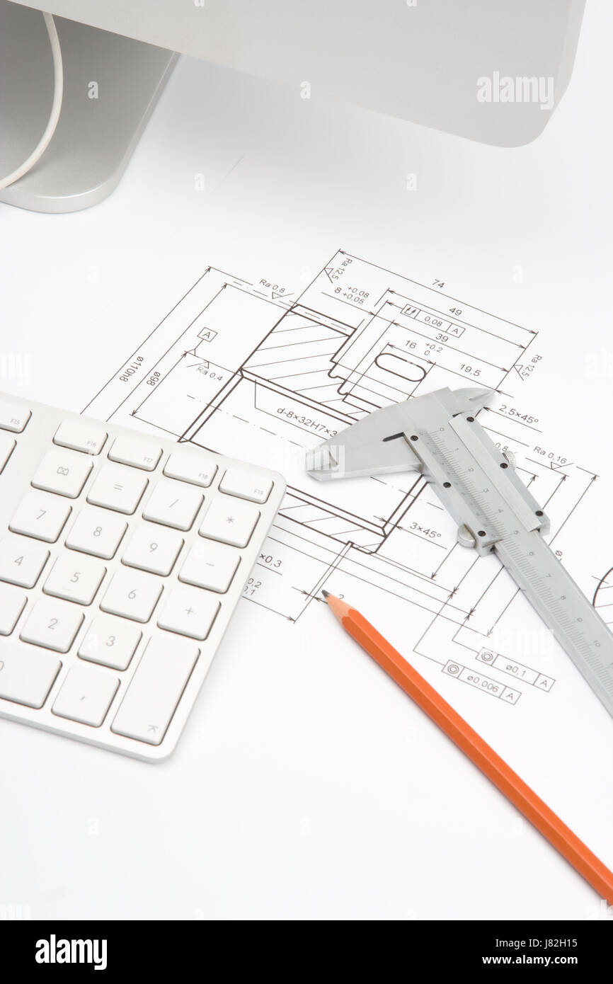 industry engineering mechanical blueprint construction keyboard model ...