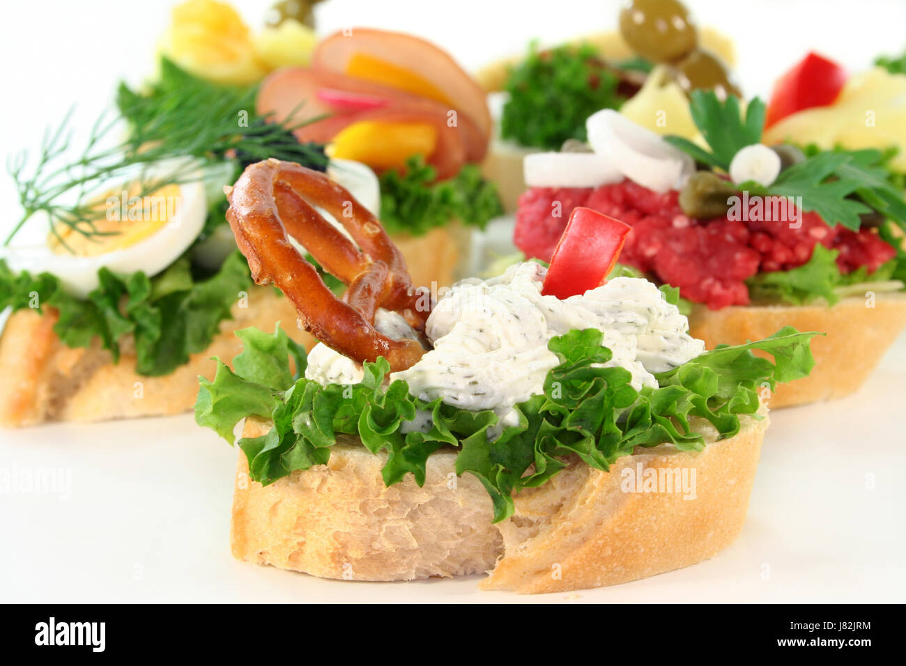 bit vegetable decoration cheese salami ham starter sideboard baguette ...